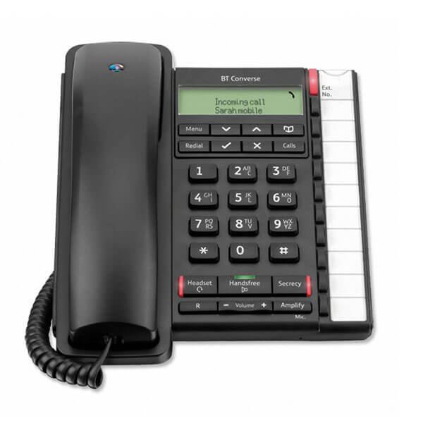 BT Converse 2300 Corded Telephone in Black | Headset Store